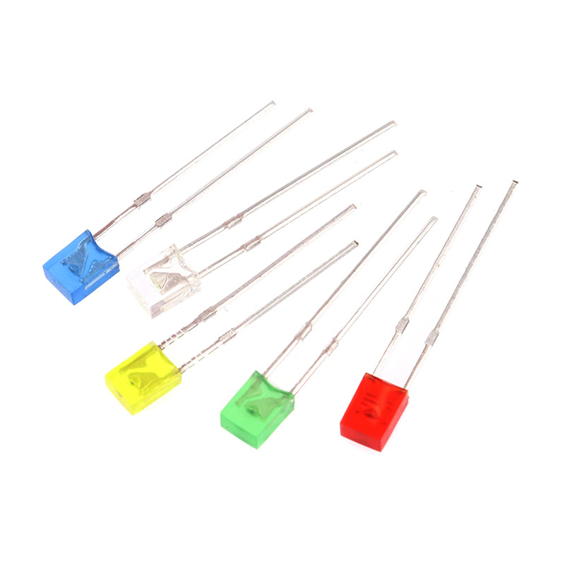 100PCS 2*3*4MM Rectangular LED Emitting Diode Lamp White Red Green Blue ...