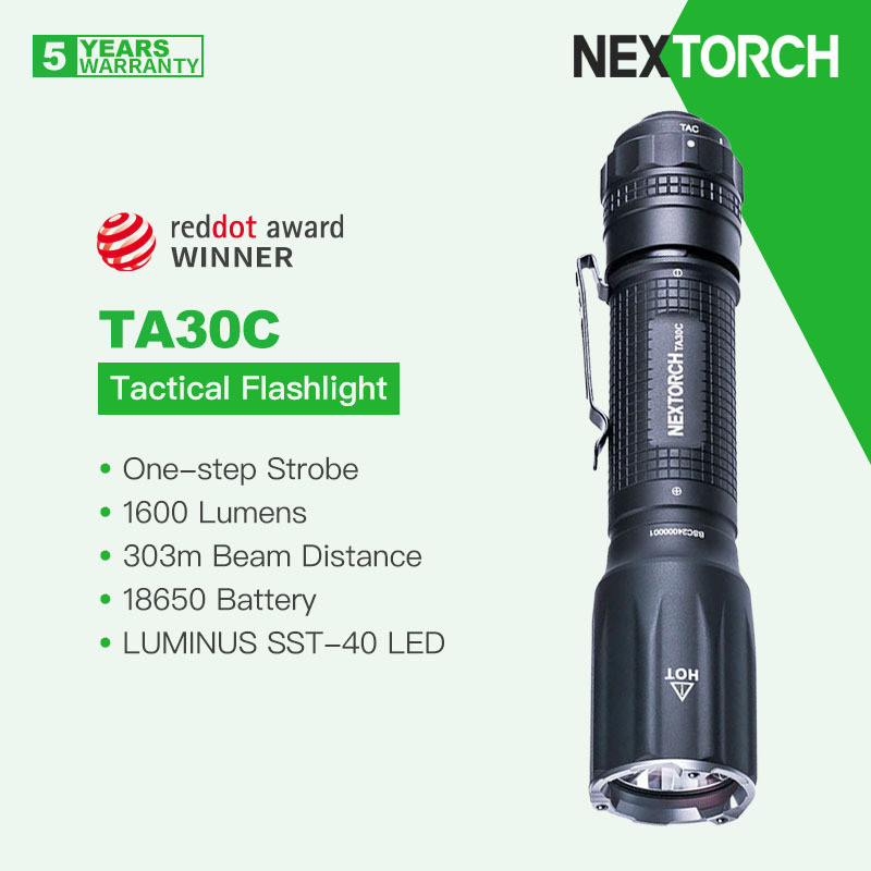 Nextorch TA30C Rechargeable Tactical Flashlight,1600 Lumens 303m Beam ...