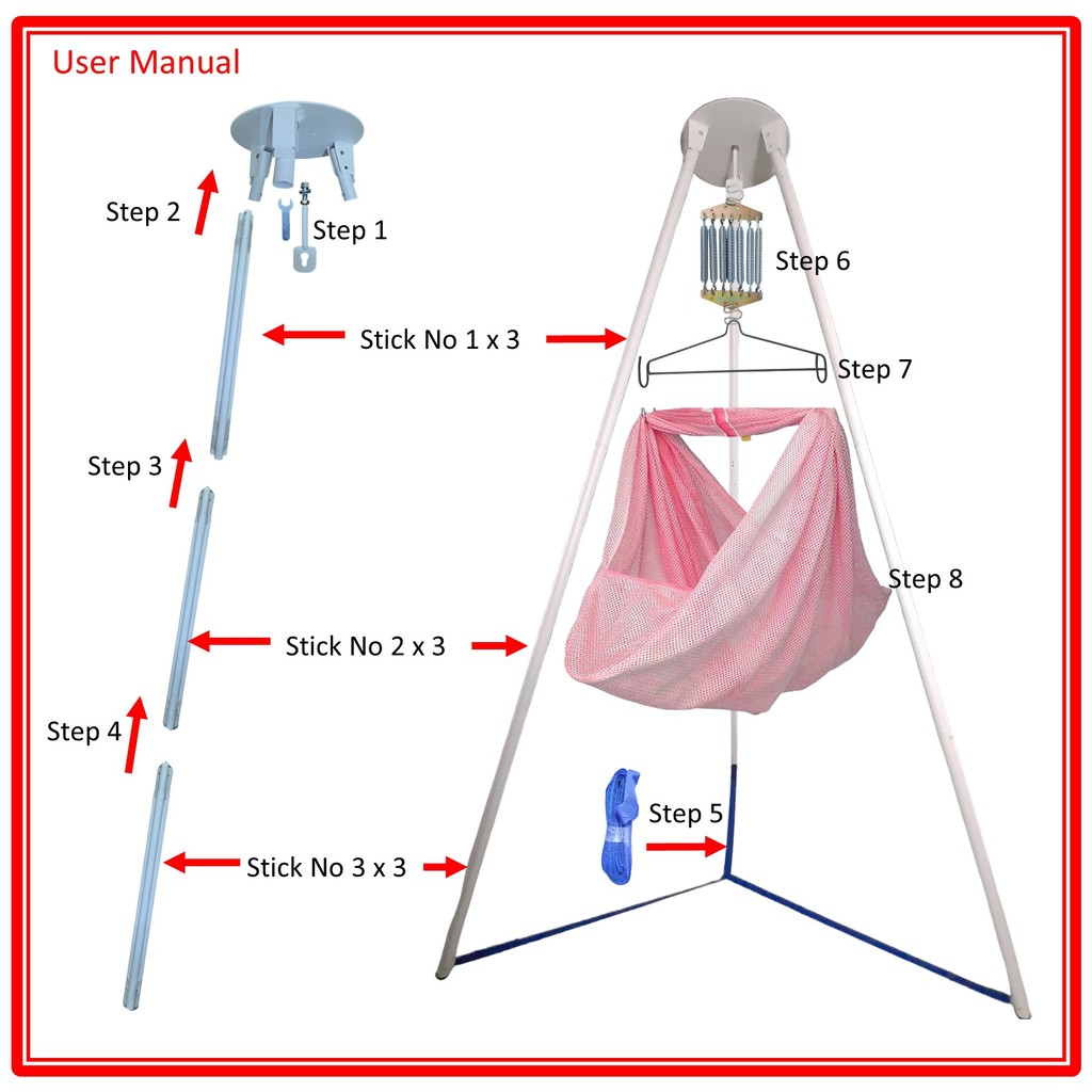 Tripod Travel Baby Spring Cot With/Without BAG (Buaian Bayi Mudah Alih ...