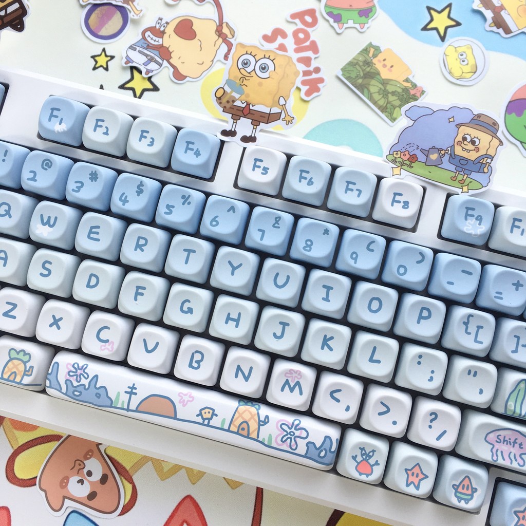 PBT Keycap MOA SpongeBobb SquarePants Blue Themed Keycap Patrick Star ...