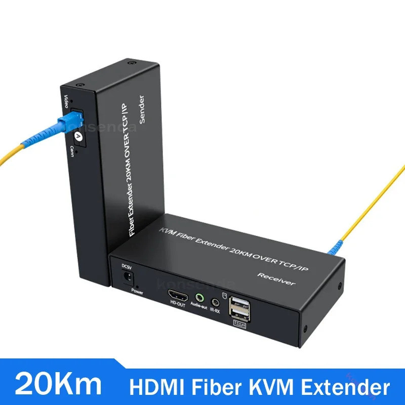 20Km IP HDMI Fiber KVM Extender over Sing SC Fiber Cable 1080P HDMI USB ...