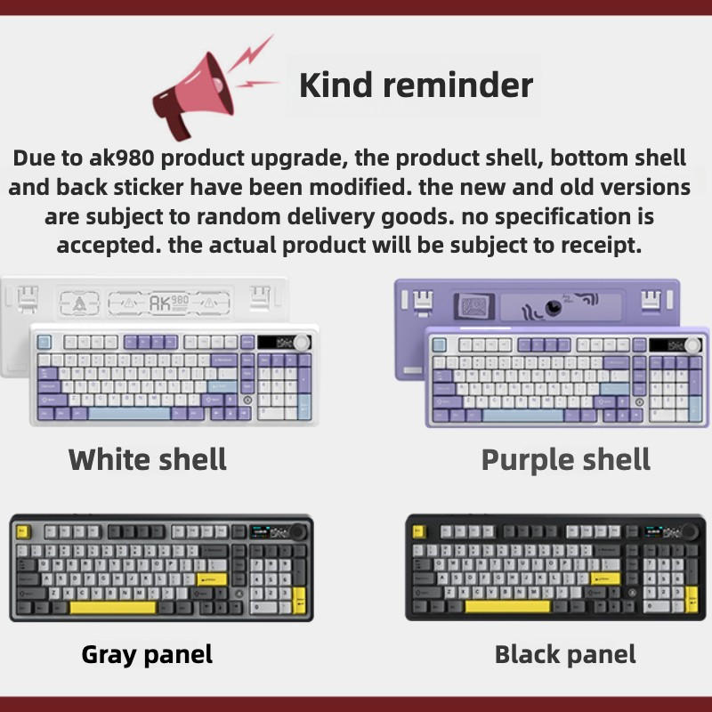 AJAZZ AK980 Mechanical Keyboard 2.4g Wireless Bluetooth Three-mode RGB ...