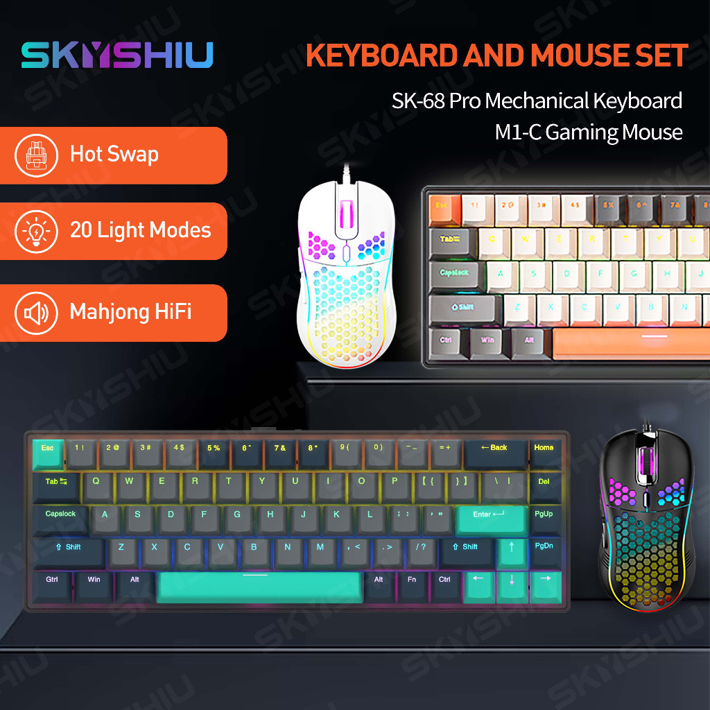 SKYSHIU SK-68 Mechanical Keyboard 68 Keys Mechanical Keyboard Hot ...