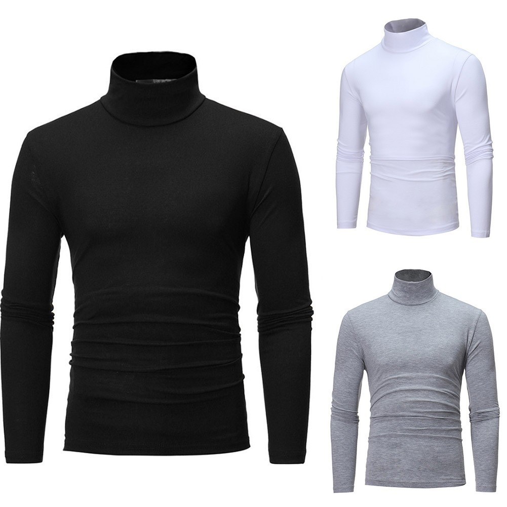 [HOT]Men's Slim Turtleneck Long Sleeve Tops Pullover Warm Stretch ...