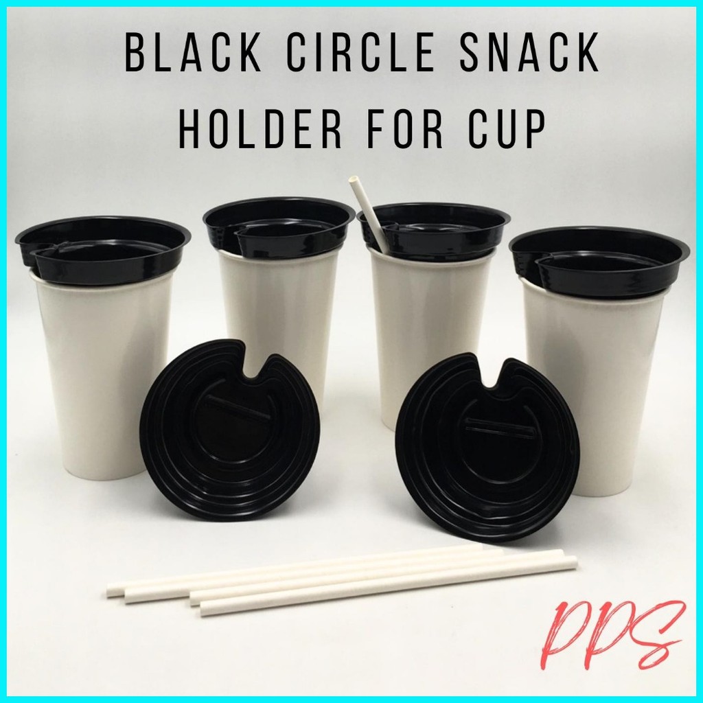 16oz Plain White Cold Drink Cup with Snack Cup Lid Circle Holder ...