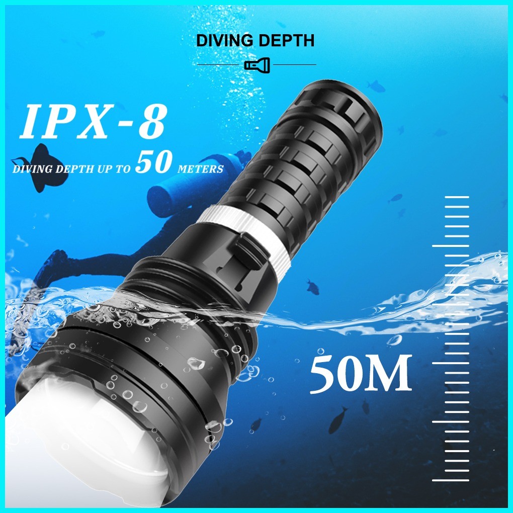 Underwater Bright Lighting XHP70 LED 1000LM Lamp Waterproof IPX8 ...
