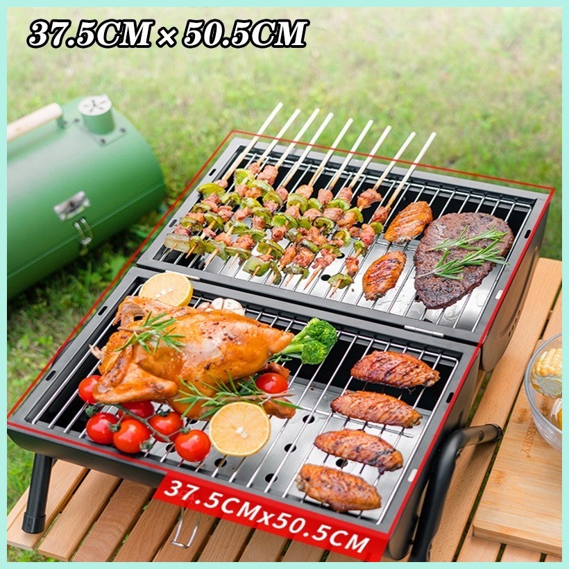 Portable Stainless Steel Grill Charcoal Grill Outdoor BBQ Grill Double ...
