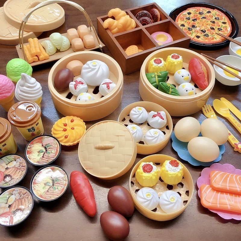 COD Children's Play House Kitchen Toy Baby Breakfast Simulation Food ...