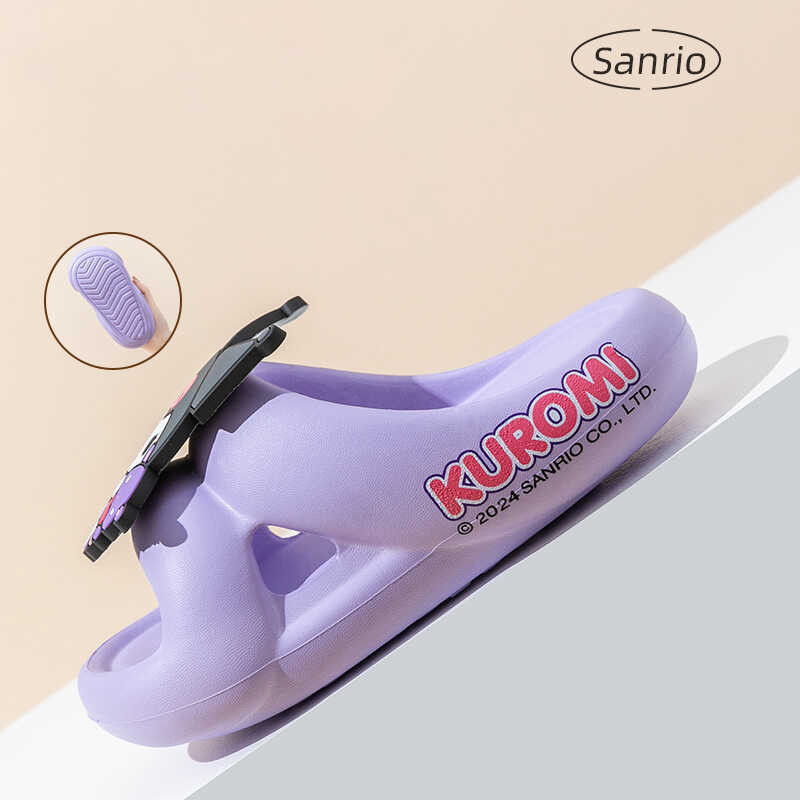 4De MINISO Sanrio Soft Slippers Family Slides Kawai Shoes Kuromi Melody ...