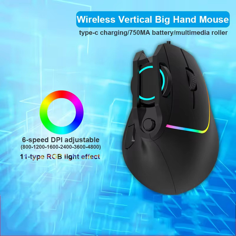 Silent 2.4G Wireless Vertical Mouse Computer Mouse Type-C Rechargeable ...