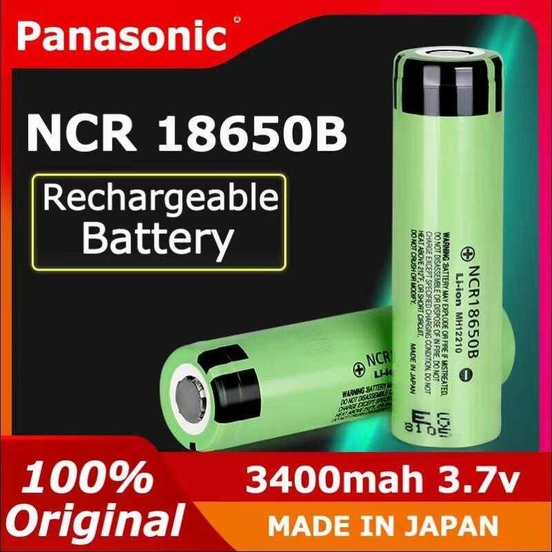 Panasonic Original 2Pcs Rechargeable Battery 18650 3400Mah 3.7V Ncr18650b 20A Lithium Flat Top ...