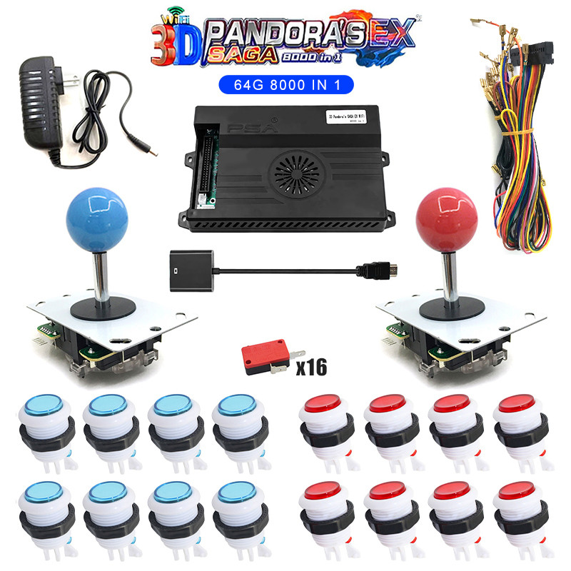 SQ ARCADE 3D WIFI Pandoras Saga Box EX2 8000 in 1 DIY Kit Copy Sanwa ...