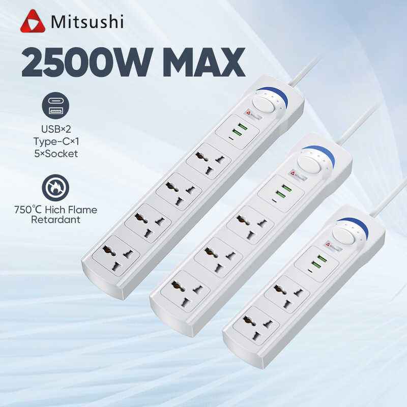 Mitsushi Extension Outlets Charger Strip Orihinal Heavy MultiFunction Plug Universal Socket 4 ...