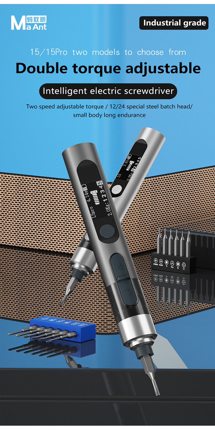 MaAnt L5 Pro Multifunctional Electric Screwdriver Set with 12/24 Batch Heads for Mobile Phone ...
