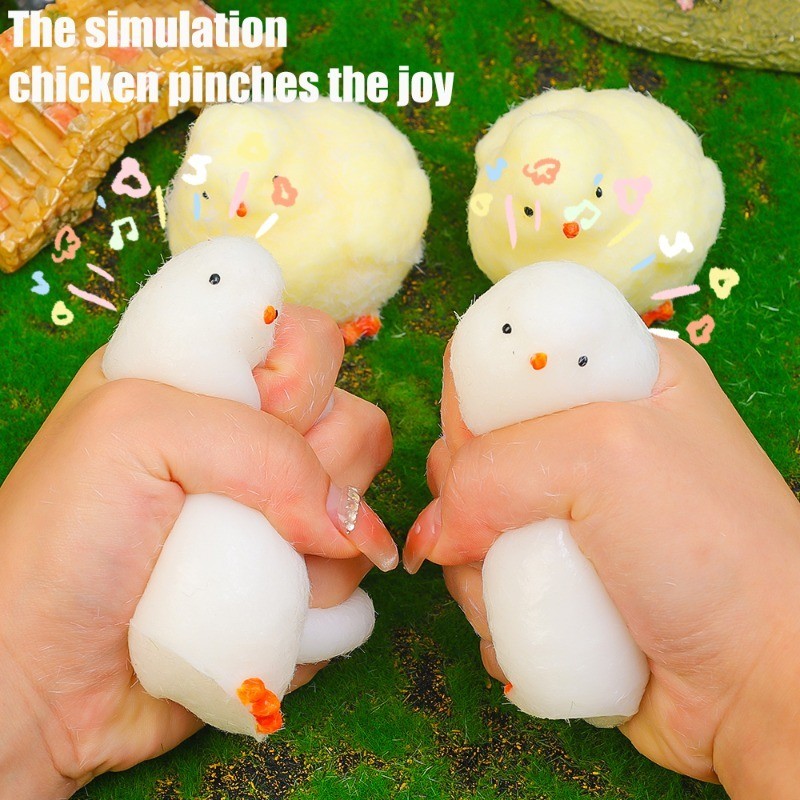 Simulated Plush Chick Mochi Squeeze Toy - Flocking Animal Shape Stress ...