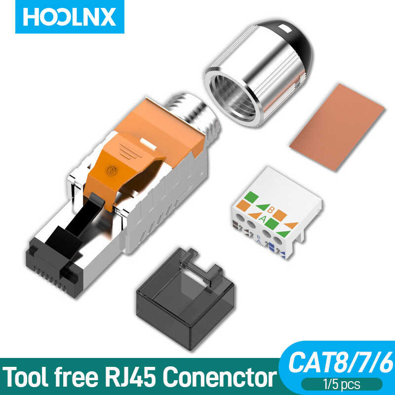 HOOLNX Tool-Free SFTP Rj45 Connector, Cat8 Cat7 Cat6a Tool-Free Field Termination Plug Para Sa ...