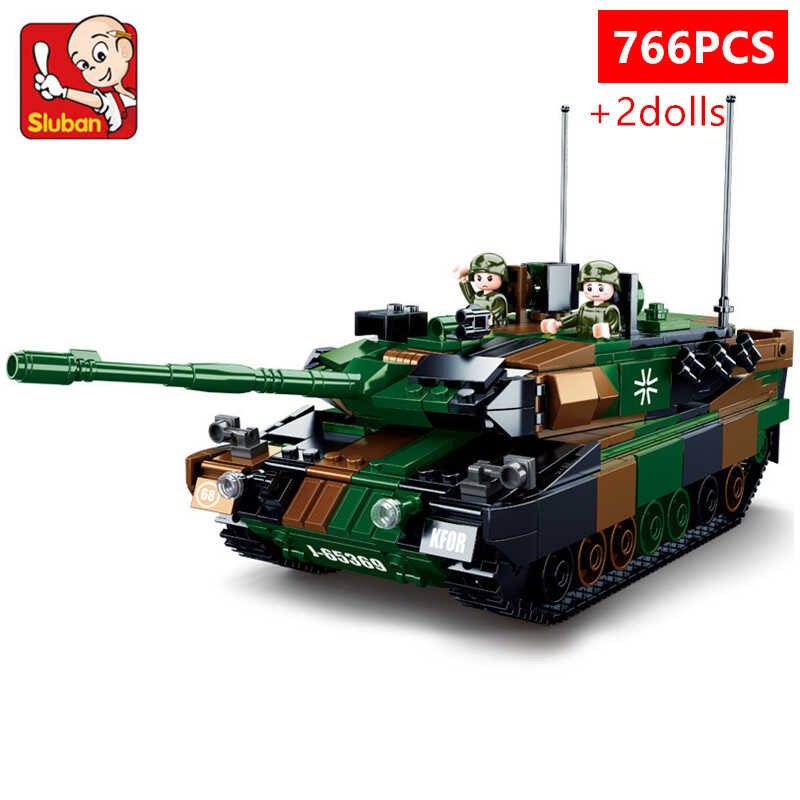 Military 766Pcs Leopard 2A5 Main Battle Tank Bric Ww2 Army Soldiers ...