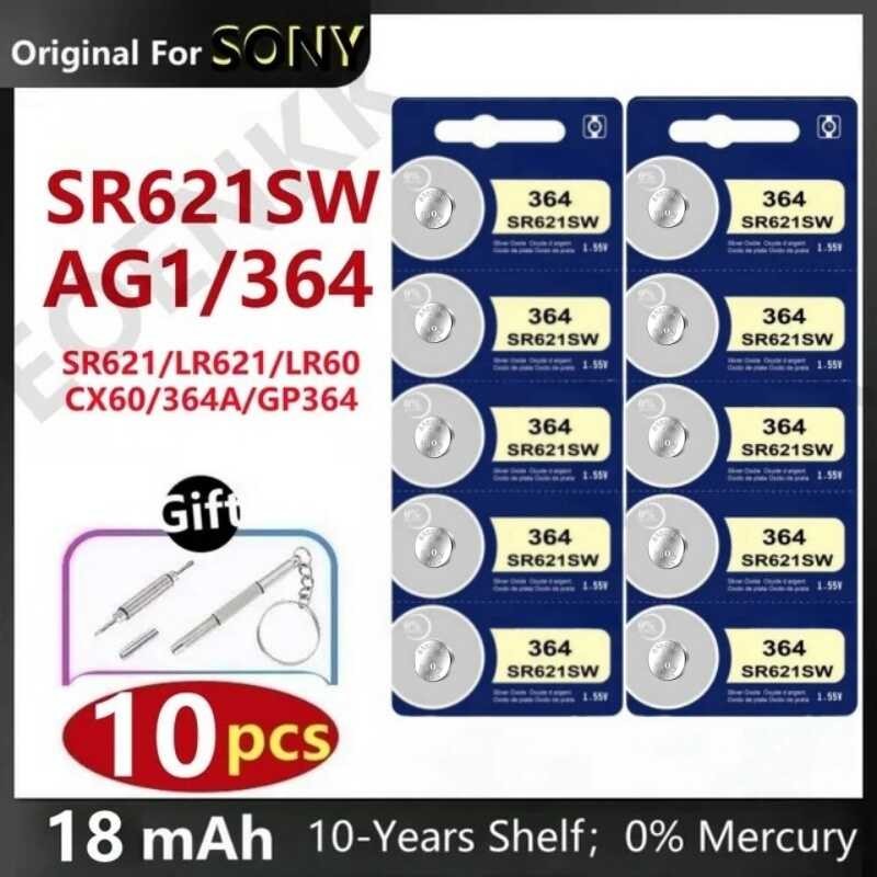 Original For SONY 200PCS SR621SW AG1 364 363 LR621 164 1.55V Alkae ...
