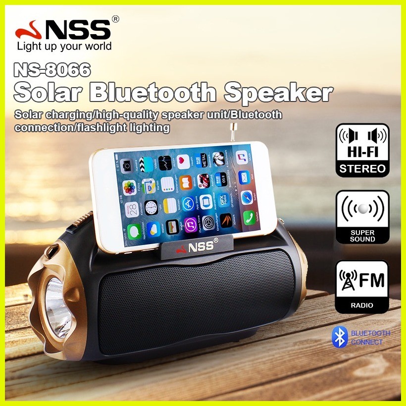 NSS Solar Radio Portable Bluetooth Radio with LED Light TF Recording ...