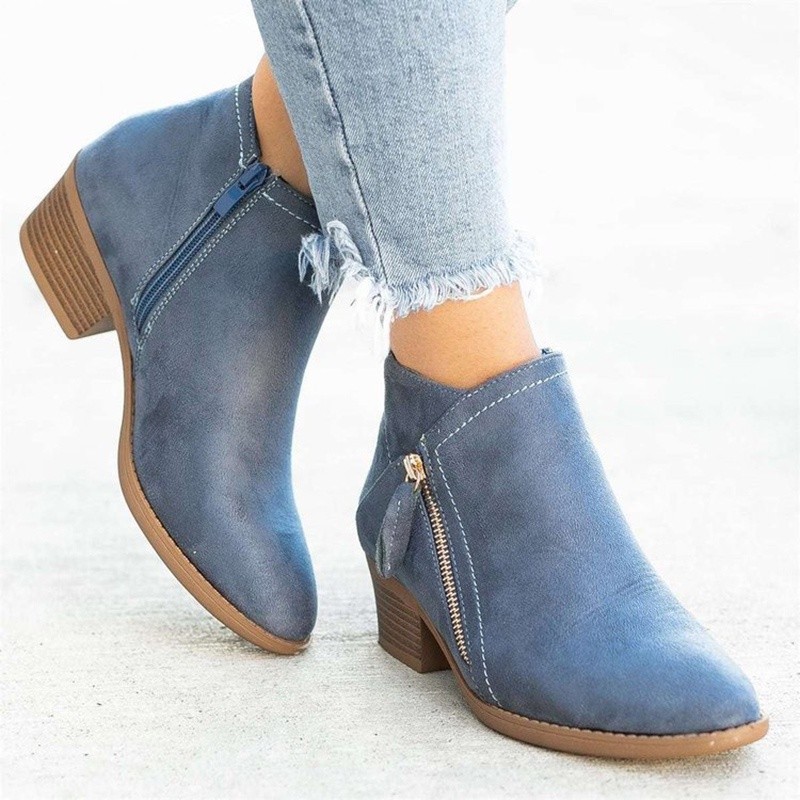 IELGY Simple Women's Boots Suede Double Side Zipper Large Size | Shopee ...