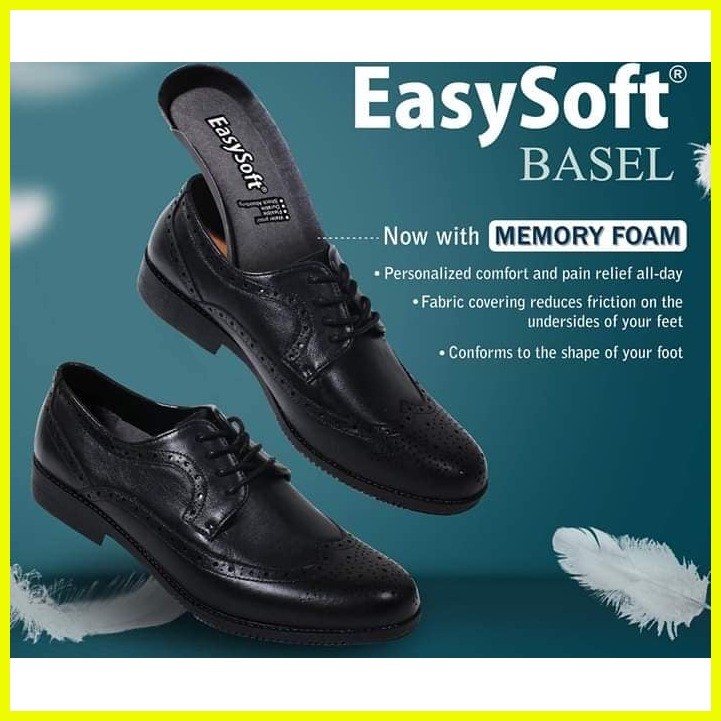 ☪ ☼ Authentic formal black shoes Easysoft basel model for men office ...