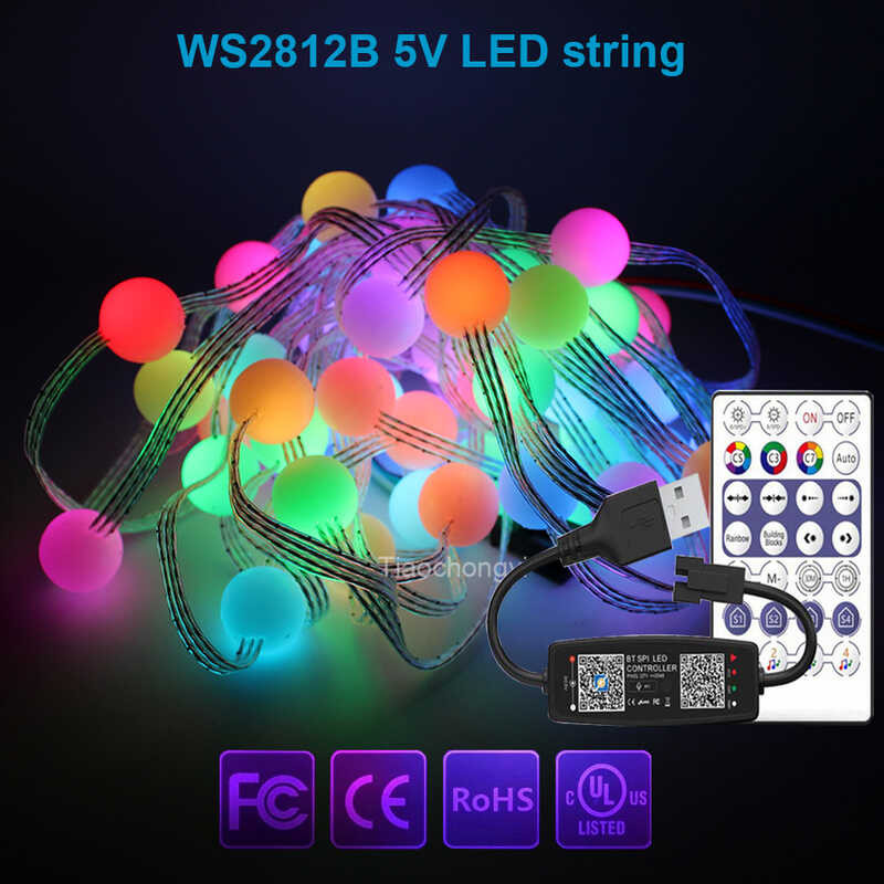 Dc5v Ws2812 LED Strip Light Stirng RGB Dream Full Color Round Ball ...