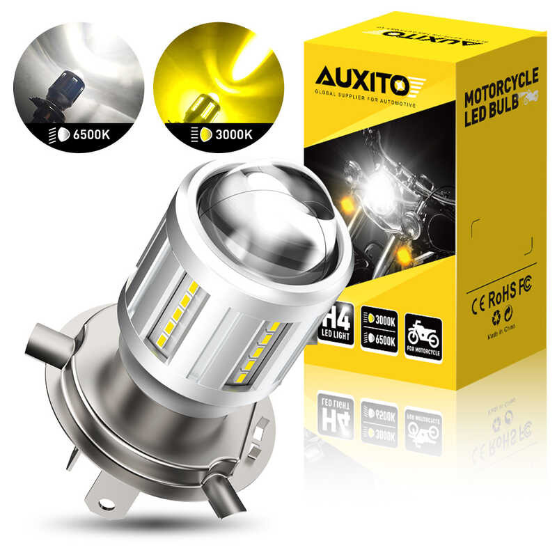AUXITO e 1Pcs H4 LED Bulbs Motorcycle Projector Headlights Motorbike ...