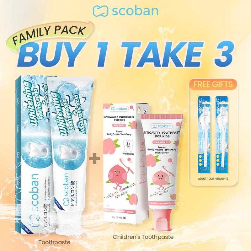【Family Pack】Scoban Teeth Whitening Toothpaste Baking Soda 200G+Cavity ...