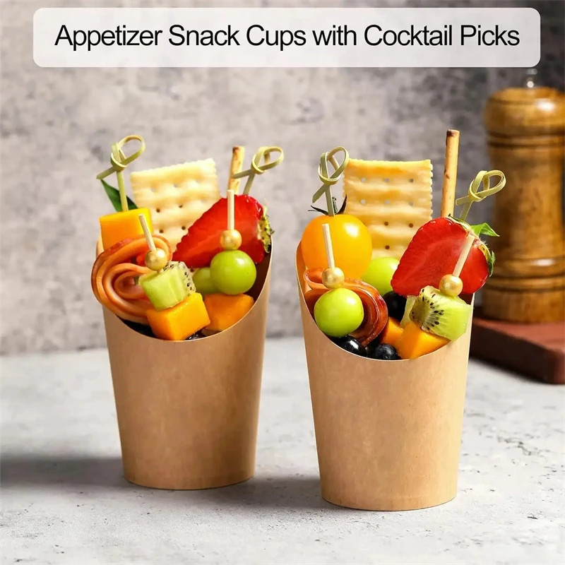 50pcs French Fries Cups Spout Cups Fries Holder Kraft Paper Snack ...