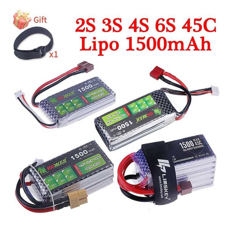 75 2S 1 3S 4S 6S Lipo Battery 7.4V 11.1V 14.8V 22.2V 1500Mah 45C For RC Airplane FPV Drone Car ...