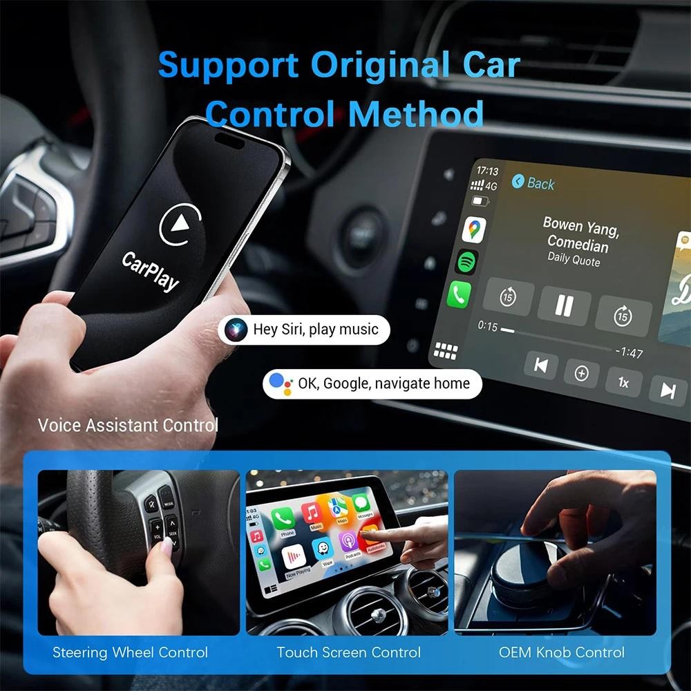 Wireless Carplay Android Auto Adapter 2 in 1 Mini Box Plug&Play CarPlay ...