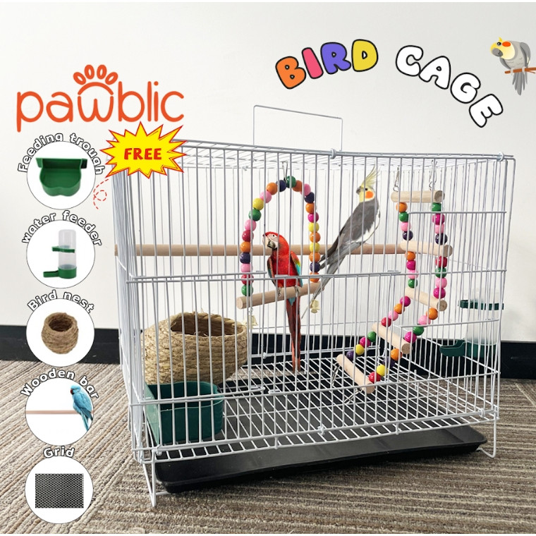 【Ready Stock】Bird Cage 1cm Gap Foldable Bird Cage With Handle Parrot ...