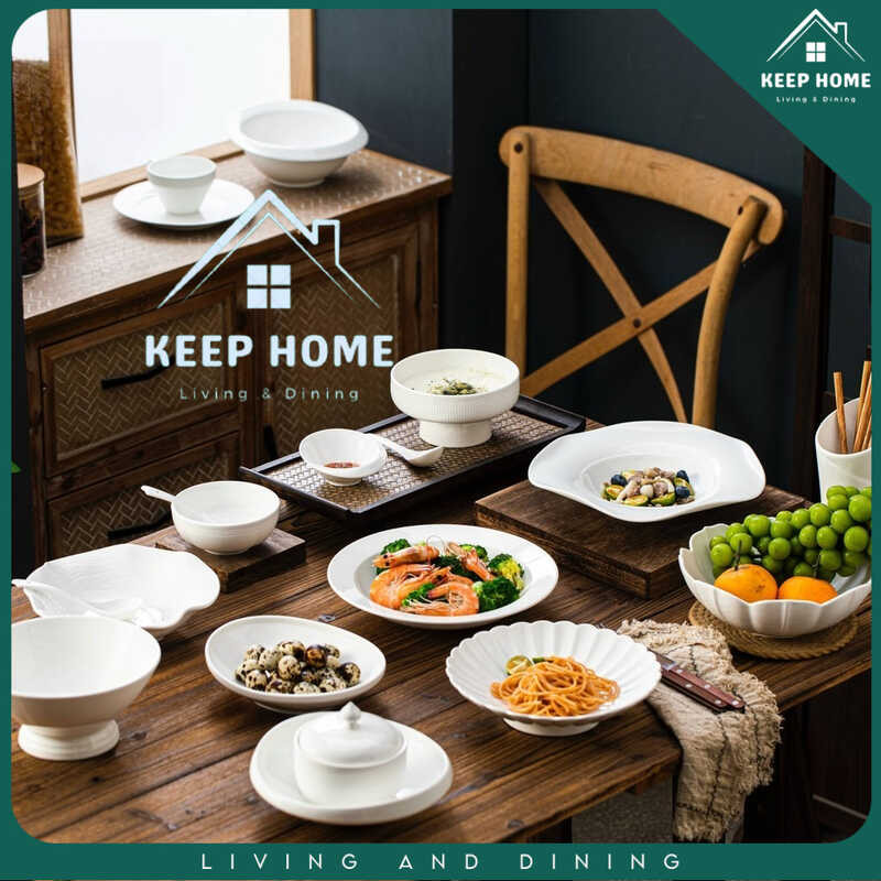 Keep Home Minimalist White Dinnerware Pla Multi Shapes Dinner Plate ...