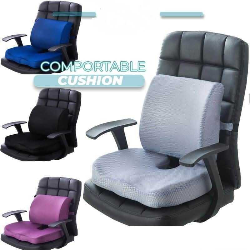 Memory Foam Seat Cushion/Lumbar Pillow Relieve Hemorrhoids/Back Pain ...