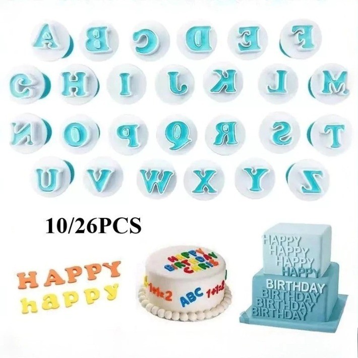 26Pcs Alphabet 10Pcs Number Letter Stamp Molder For Cake Cookie Fondant ...
