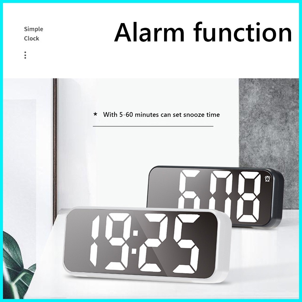 Smart Digital Desktop Alarm Clock Battery Operated Large Display with ...