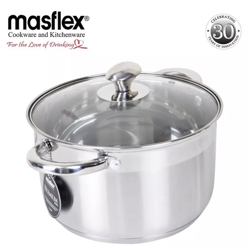 Masflex 20 cm Premium Induction Stainless Steel Casserole with Glass ...