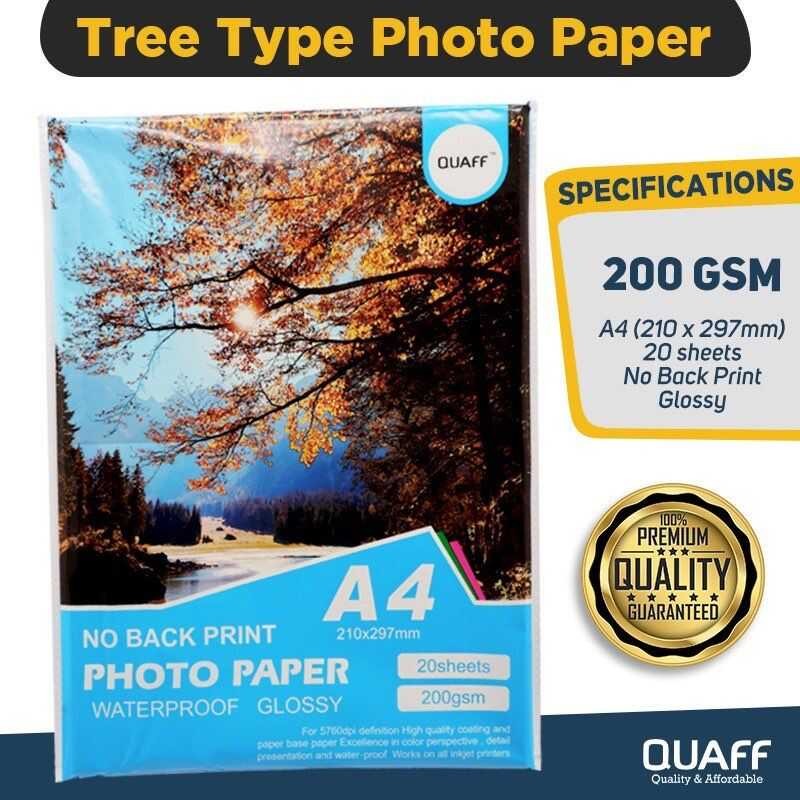 QUAFF No Back Print Glossy Inkjet Photo Paper A4 200Gsm (20 Sheets ...