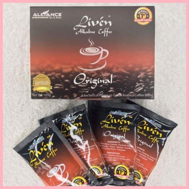 Authentic BUY 4 boxes Liven Alkaline Coffee ORIGINAL (20 Sachets ...