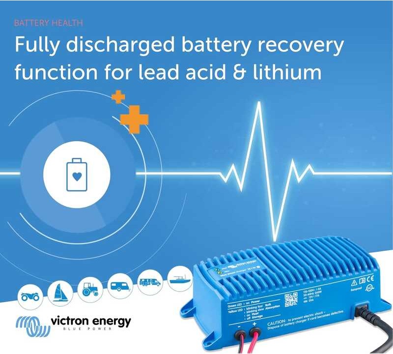 Blue Victron Energy Smart IP67 12-Volt 17 amp 120VAC Battery Charger ...