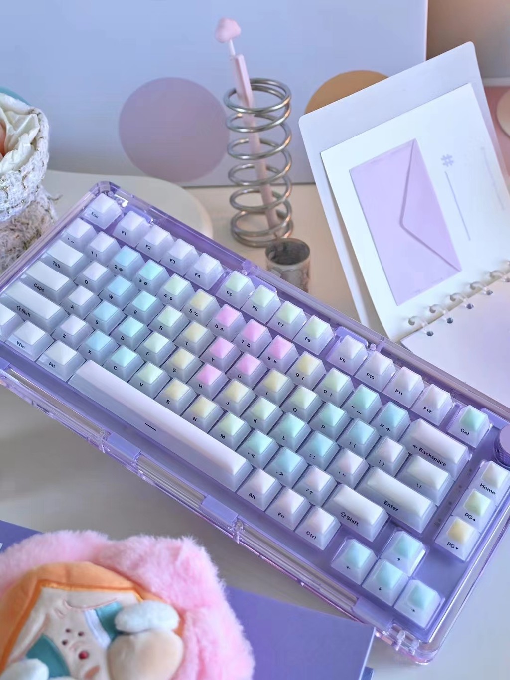 Rainbow Fudge Keycap 124 Keys PC Silicone Dye Sublimation Mechanical ...