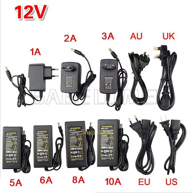 AC 110V - 220V DC 5V 12V 24V Power Supply Adapter 1A 2A 3A 5A 6A 8A 10A 5 12 24 V Volt ...