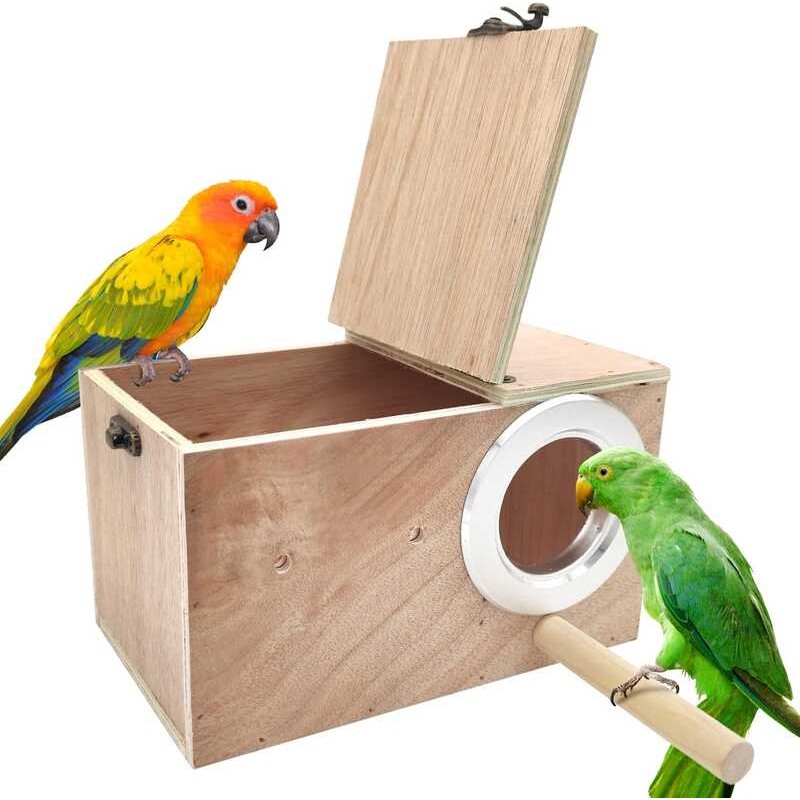 Hamiledyi Parakeet House, Wooden Bird Nest Natural Pine Parrot Mating ...