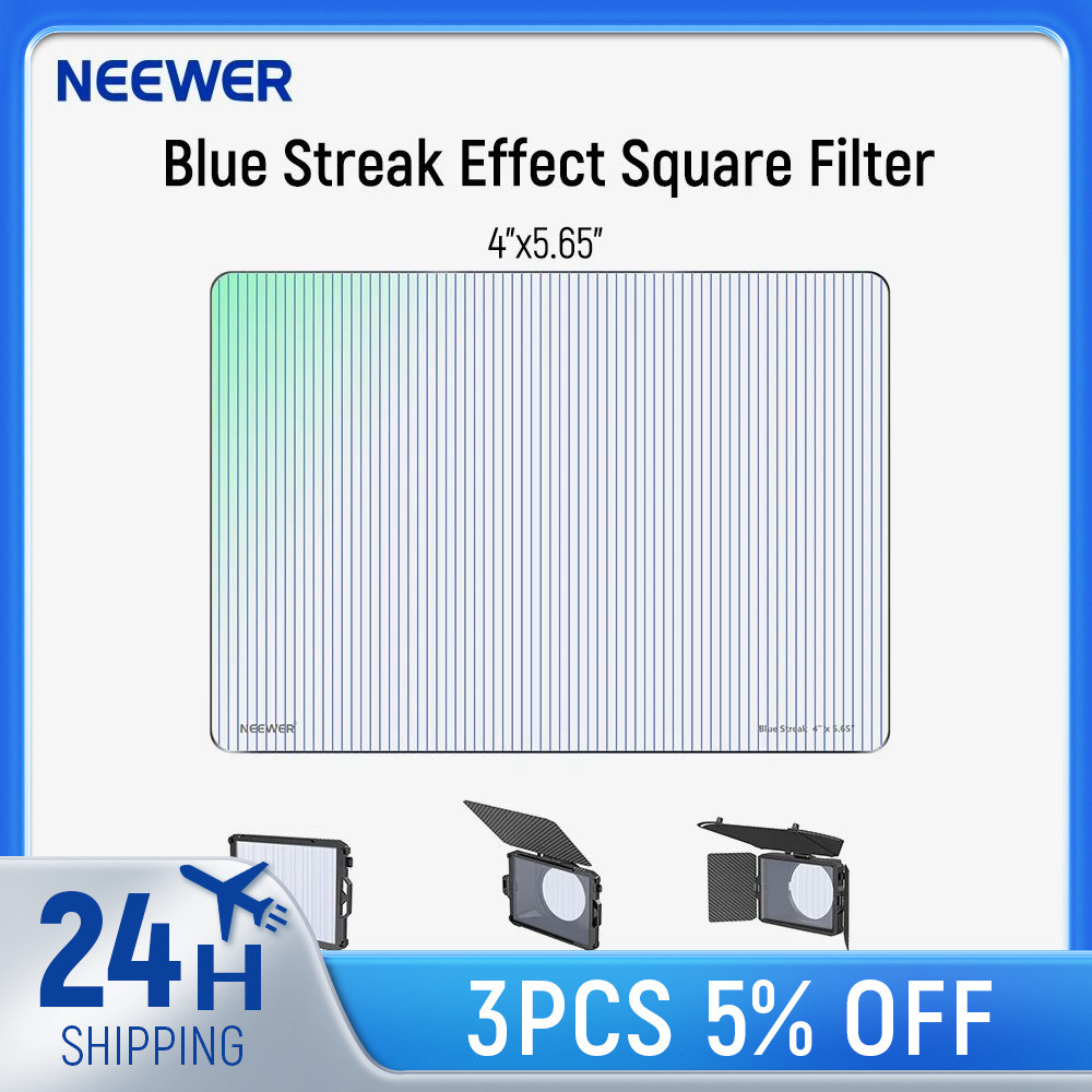 NEEWER 4"x5.65" Blue Streak Effect Square Filter, Anamorphic Flare ...