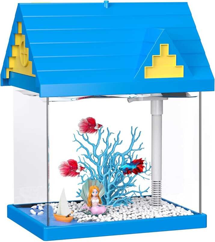 FREESEA Fish Tank: 2 Gallon Glass Betta Tank with Filter and Light ...