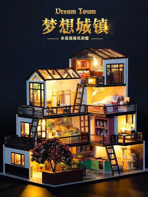 Tt DIY Miniature Dream Town Handcrafted Mini Villa House 3D Model ...