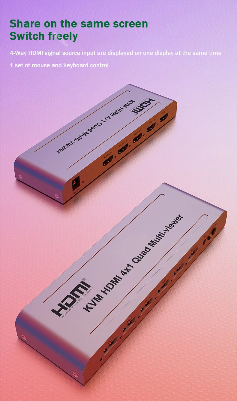 HDMI KVM Switch 4x1 Quad Multi Viewer 4 in 1 Out KVM HDMI Processor ...