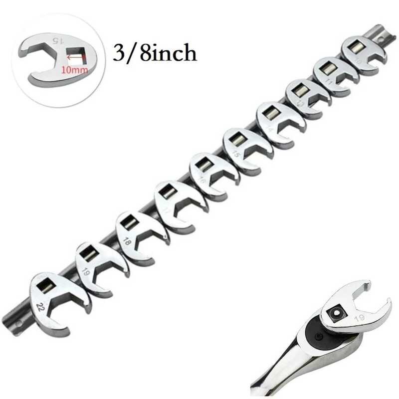 10Pcs 3/8Inch Drive Crowfoot 10 To 22Mm Metric Foot Open End Spanner ...