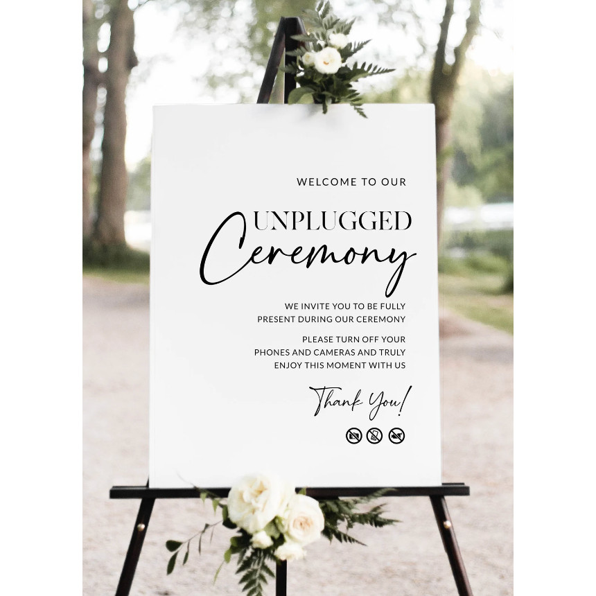 Unplugged Ceremony Welcome Sign / Unplugged Ceremony Signage / Wedding ...