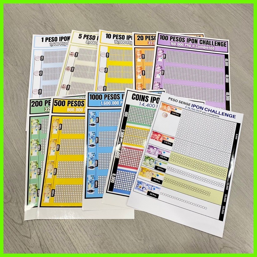 ♀ Ipon Chart Guide Sticker Label Peso Sense Ipon Challenge & 1 Bill ...